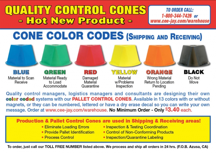 Quality control cones, Logistics Control Cones, Control Caps